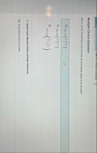 Solved 80137 ﻿concepts completedMultiple Choice | Chegg.com