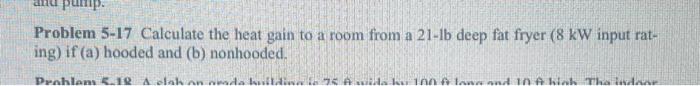 Solved Problem 5-17 Calculate the heat gain to a room from a | Chegg.com