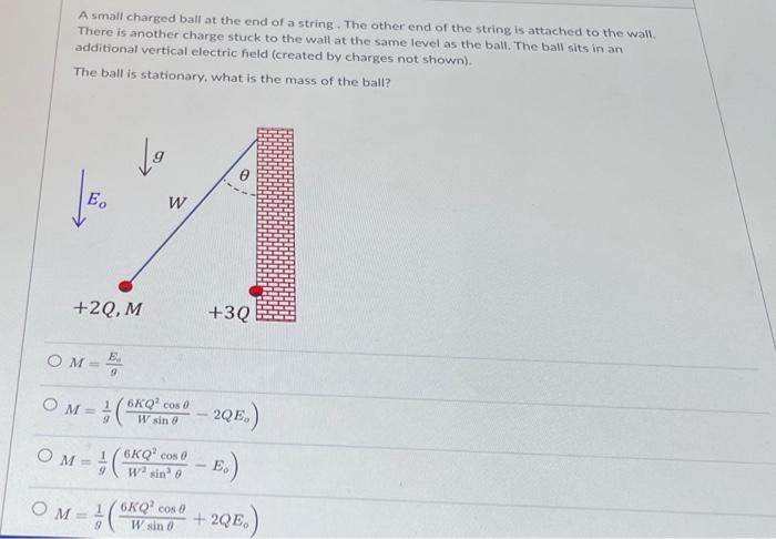Solved A small charged ball at the end of a string. The | Chegg.com