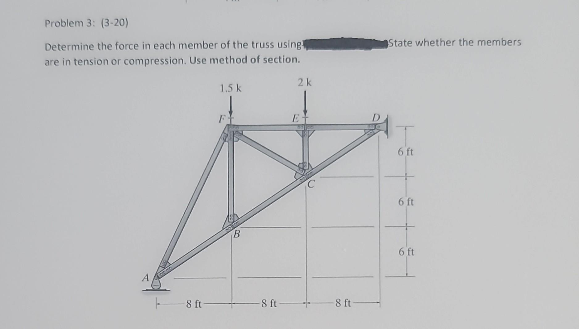 Solved Determine the force in each member of the truss using | Chegg.com