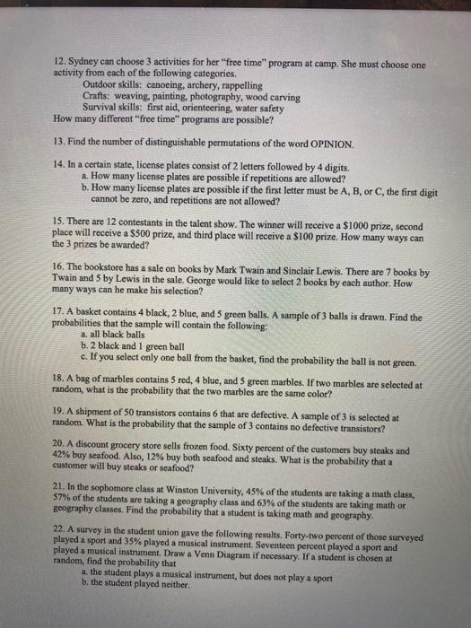 Solved Math 110 Final Exam Review I Have The Answeres I Just