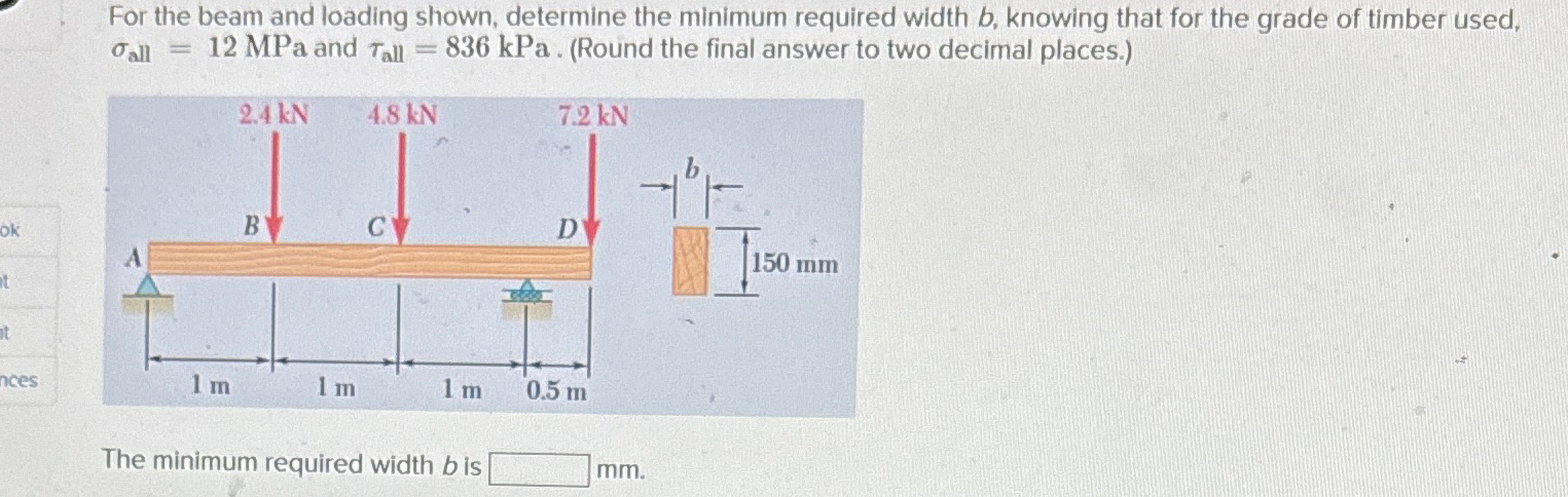Solved For the beam and loading shown, determine the minimum | Chegg.com