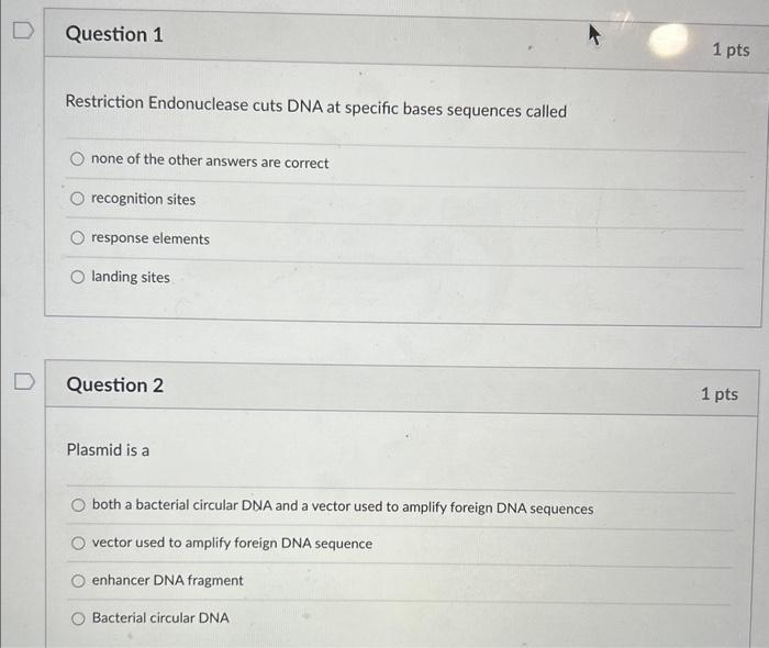 Solved Restriction Endonuclease cuts DNA at specific bases | Chegg.com