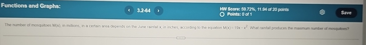 Solved The number of mosquitoes M(x), ﻿in millions, in a | Chegg.com