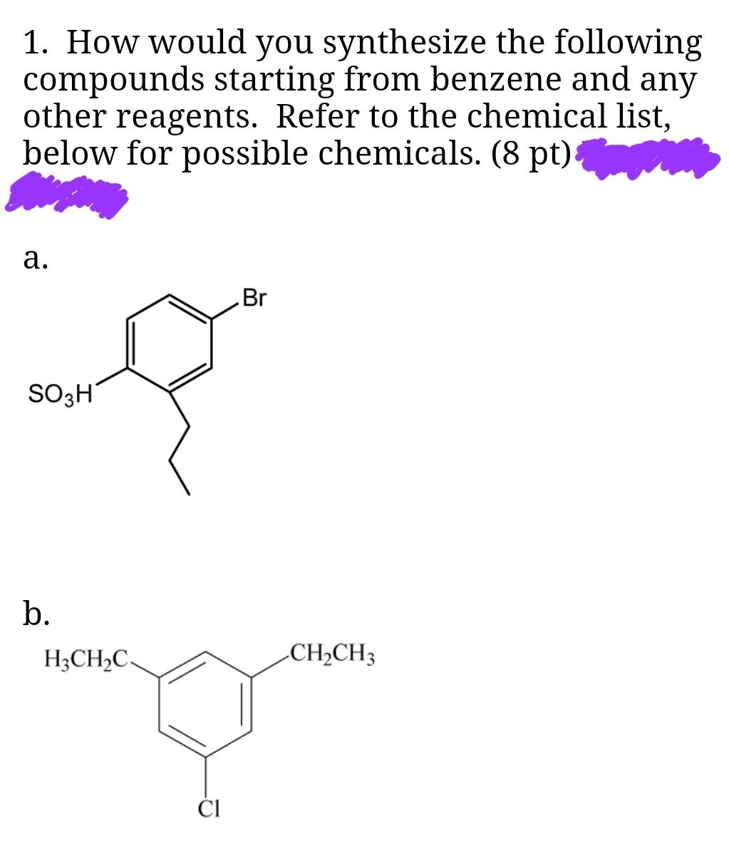 Solved 1. How would you synthesize the following compounds | Chegg.com