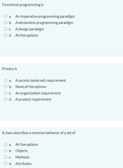 Solved Functional programming is O a. An Imperative | Chegg.com