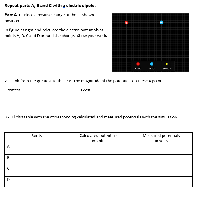 Repeat parts A, B ﻿and C ﻿with a electric dipole.Part | Chegg.com