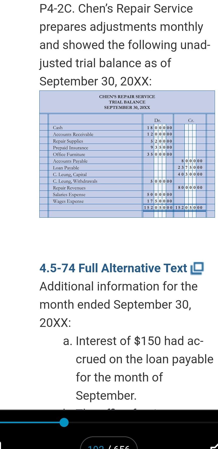 P4-2C. Chen's Repair Service prepares adjustments | Chegg.com
