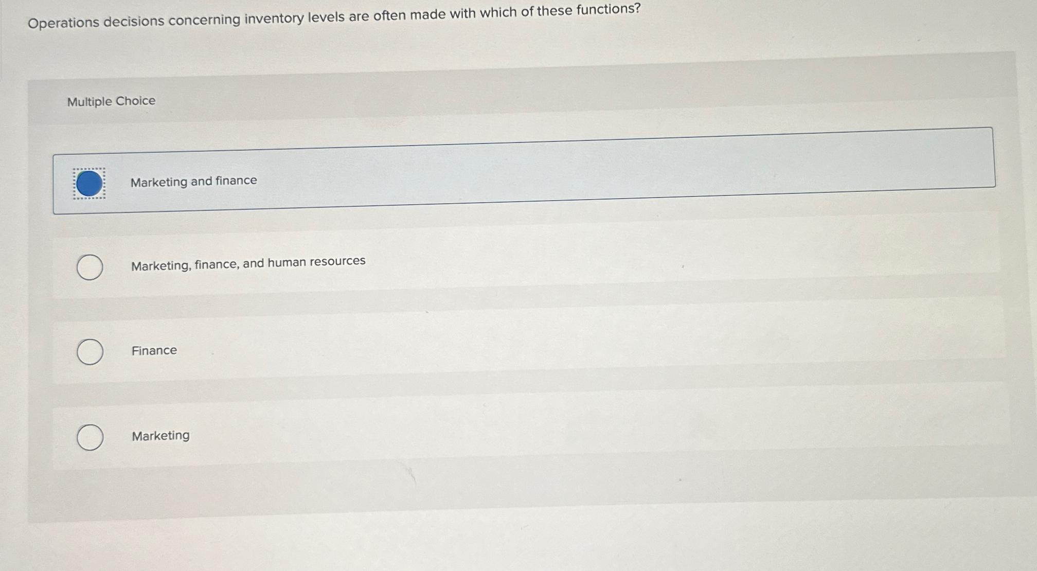 Solved Operations decisions concerning inventory levels are | Chegg.com