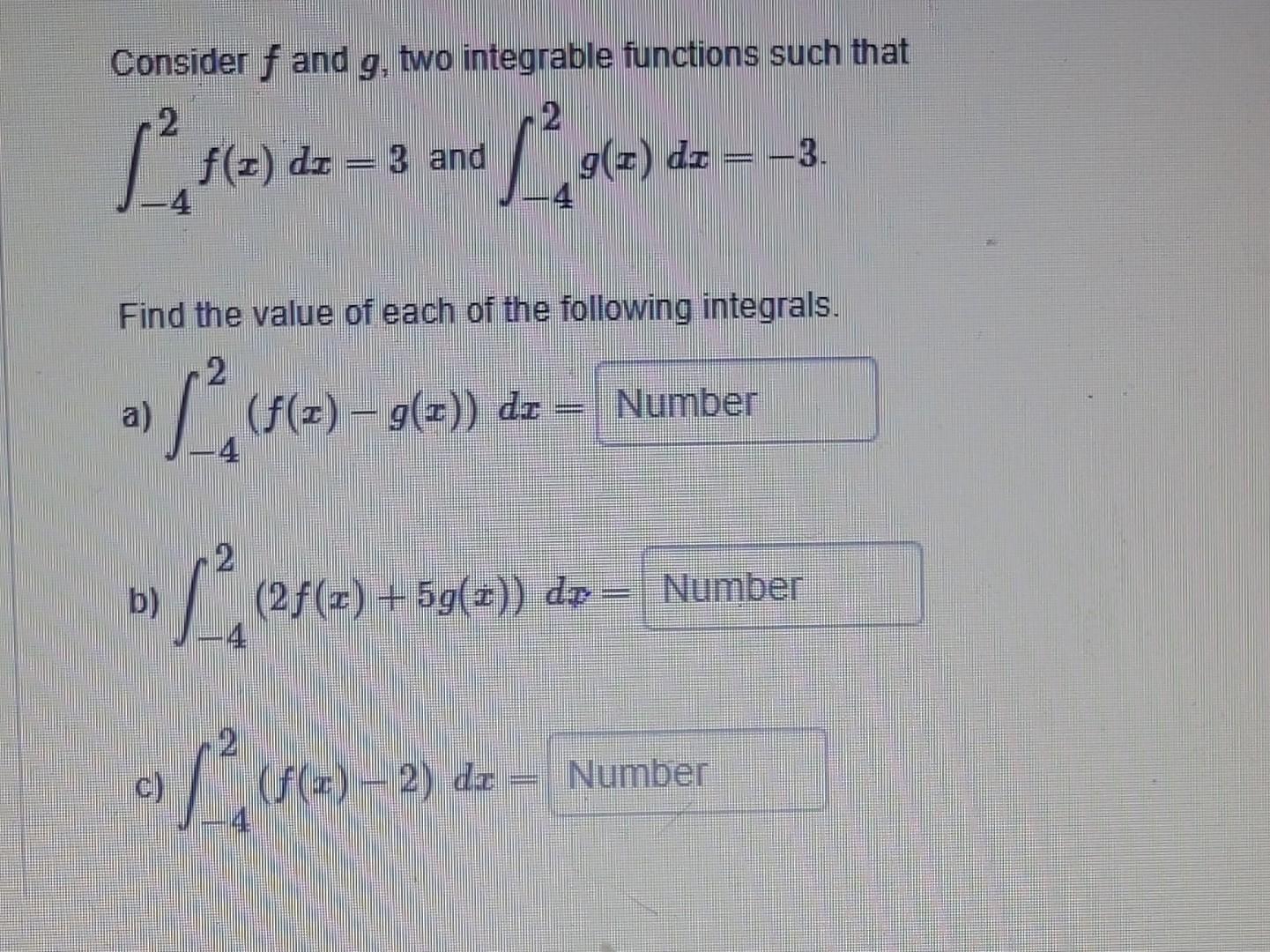 Solved Consider f and g, two integrable functions such that | Chegg.com