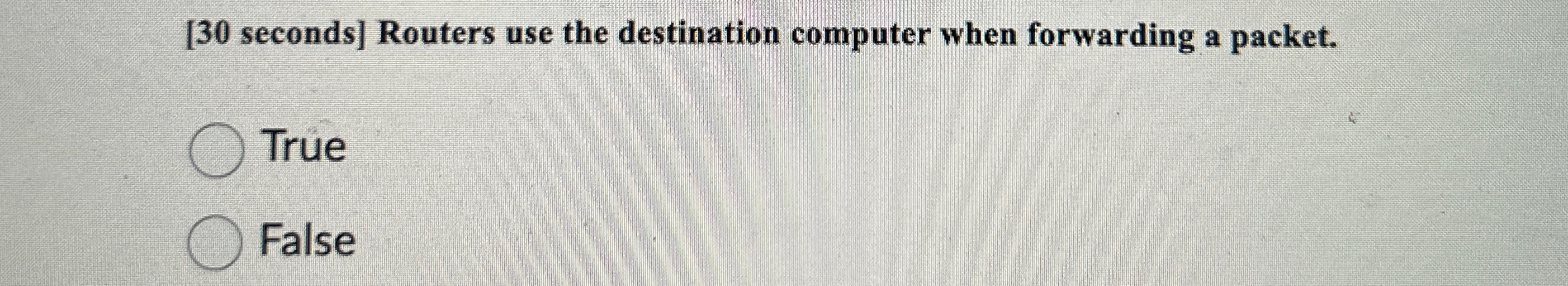 Solved [ 30 ﻿seconds] ﻿Routers use the destination computer | Chegg.com