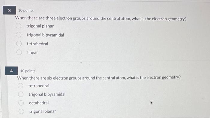 Solved When there are three electron groups around the | Chegg.com