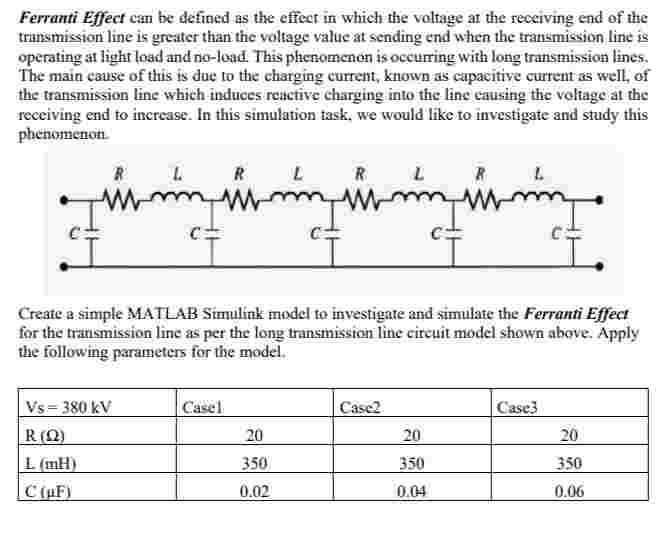 Solved Ferranti Effect i need the simulink model or fileIt | Chegg.com
