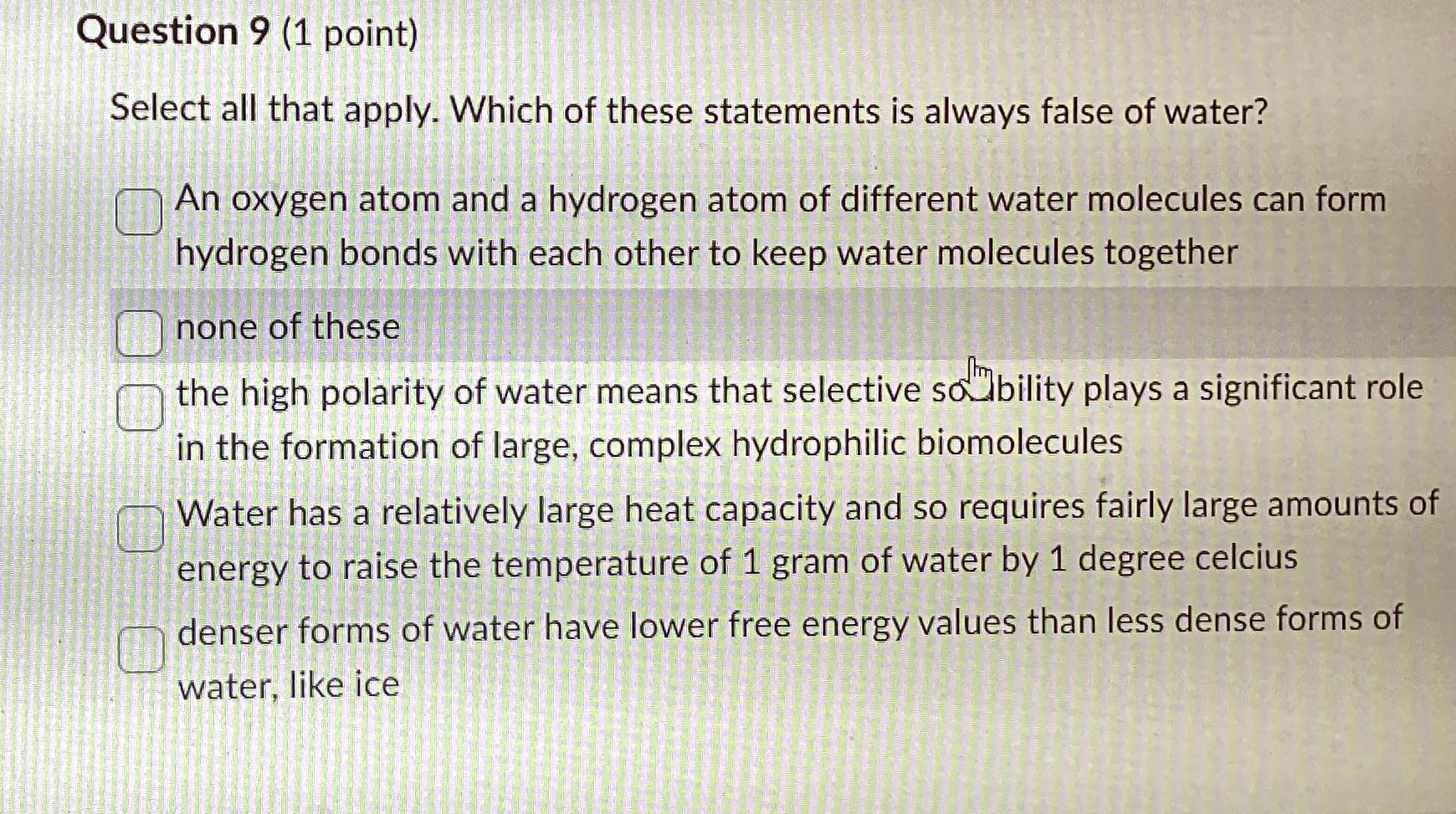Solved Question 9 (1 ﻿point)Select all that apply. Which of | Chegg.com