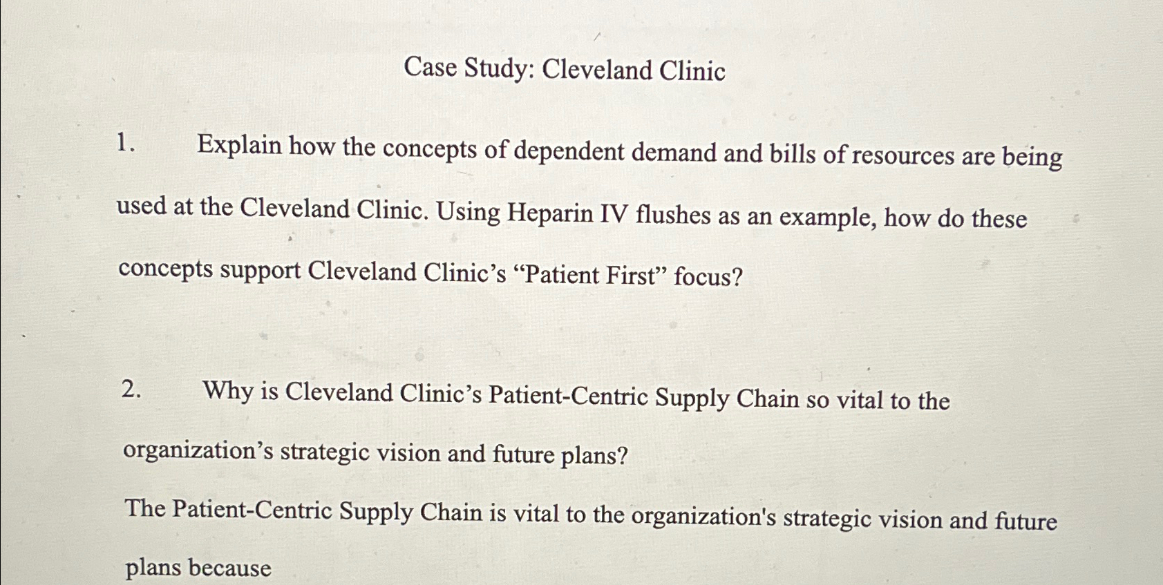 Solved Case Study: Cleveland ClinicExplain how the concepts | Chegg.com