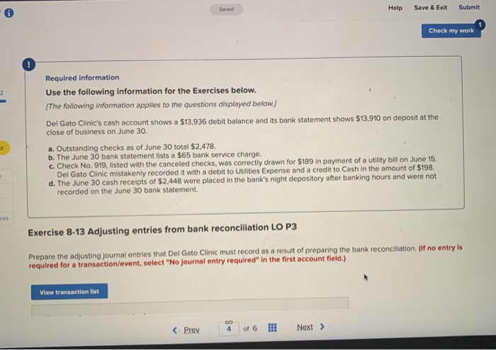 Solved Help Save & Exit Submit Check my work Required | Chegg.com