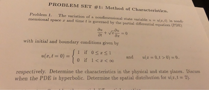 Solved PROBLEM SET #1: Method of Characteristics. The | Chegg.com