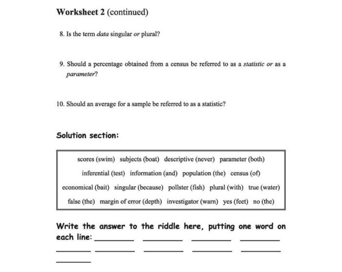 Solved Worksheet 2 Descriptive Versus Inferential Statistics | Chegg.com