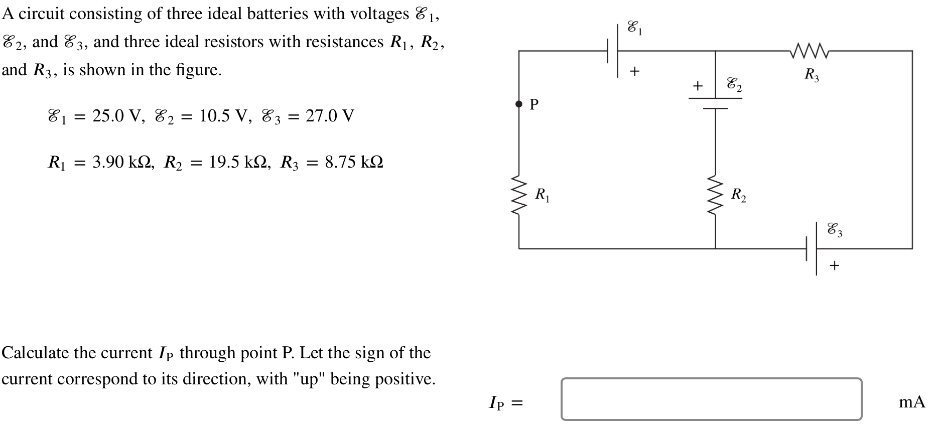Solved A circuit consisting of three ideal batteries with | Chegg.com
