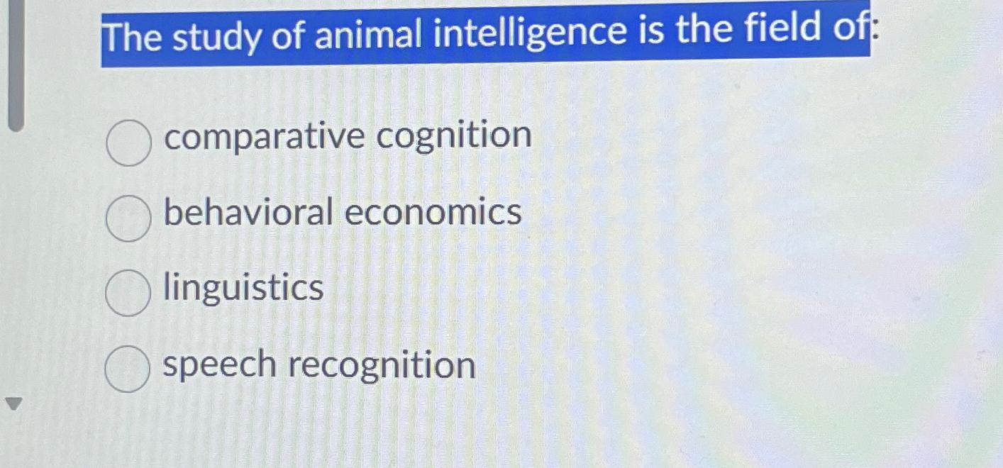 Solved The study of animal intelligence is the field | Chegg.com