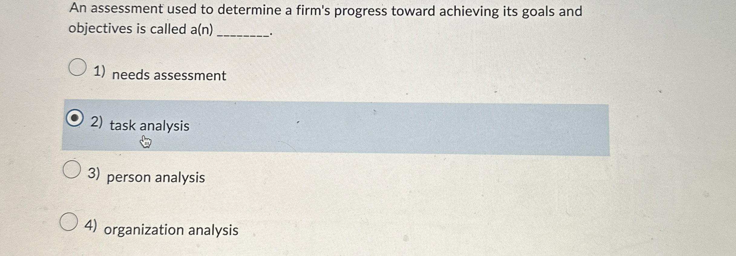 Solved An assessment used to determine a firm's progress | Chegg.com