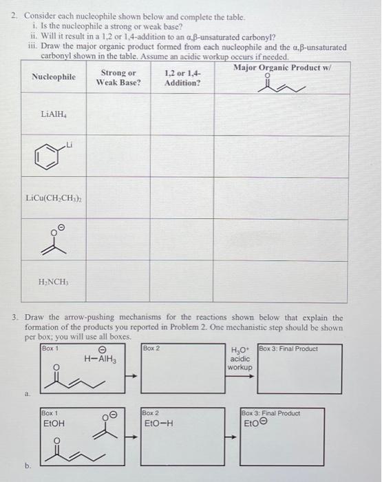 Solved 2. Consider each nucleophile shown below and complete | Chegg.com