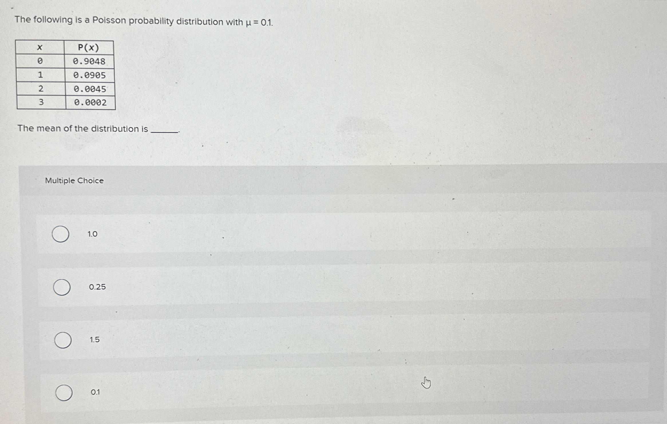 Solved The following is a Poisson probability distribution | Chegg.com