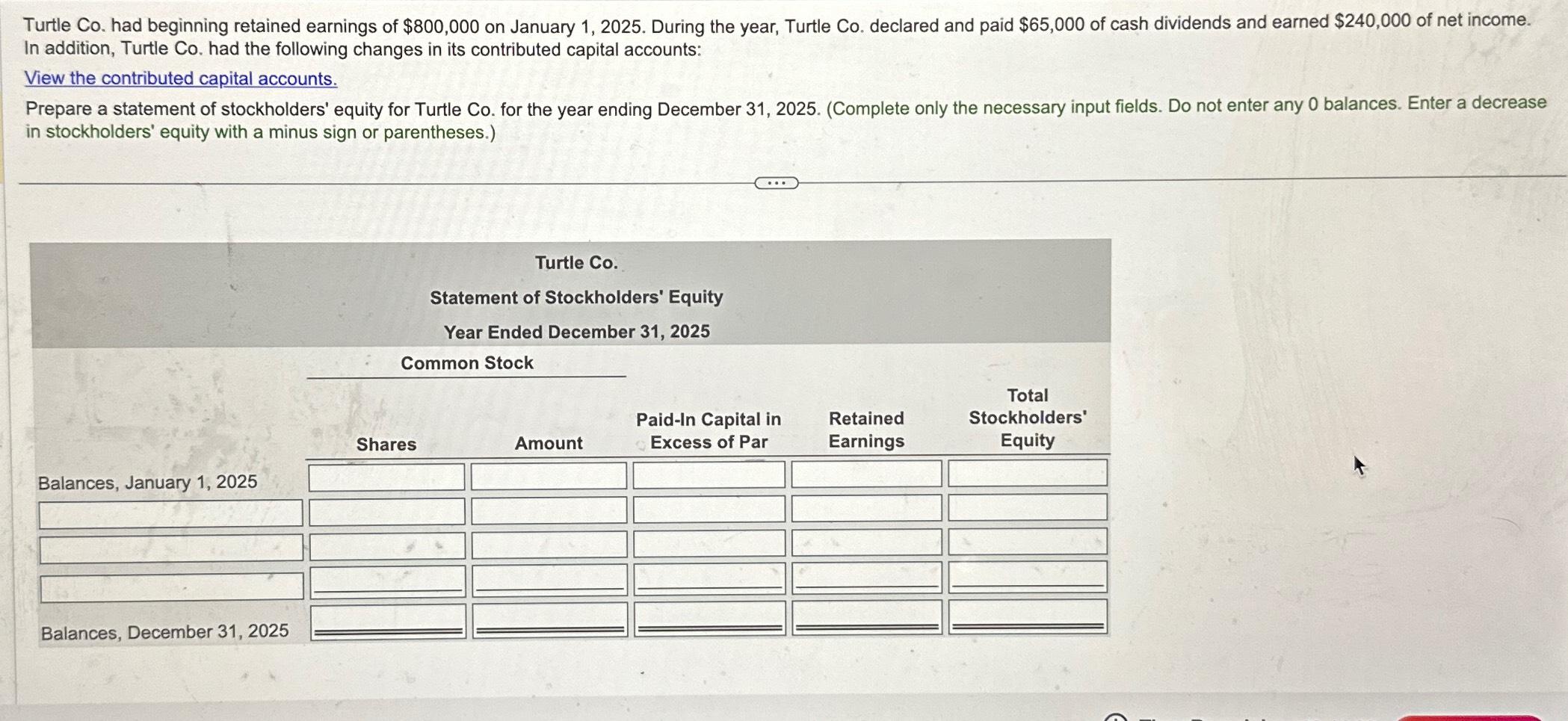 Turtle Co. ﻿had beginning retained earnings of | Chegg.com