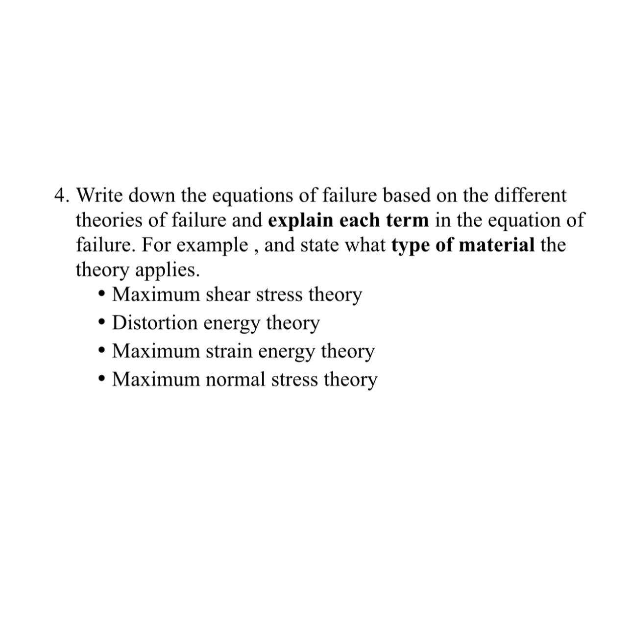 Solved Write down the equations of failure based on the | Chegg.com