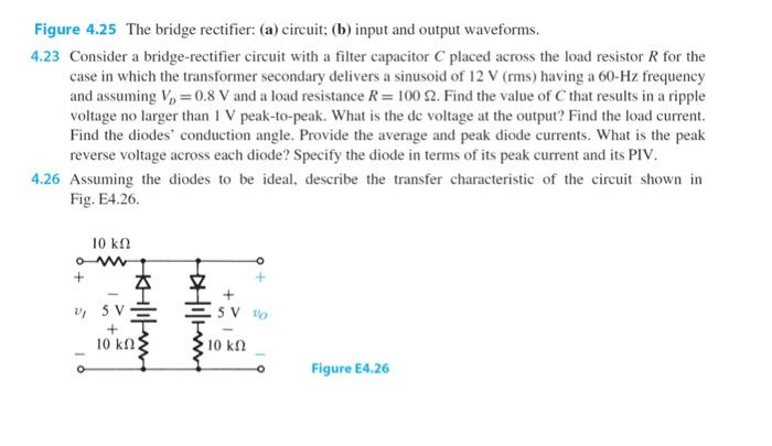 Solved Figure 4.25 The bridge rectifier: (a) circuit; (b) | Chegg.com