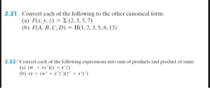 Solved 2.21 Convert each of the following to the other | Chegg.com