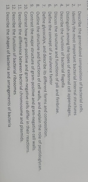 Solved Describe the generalized composition of bacterial | Chegg.com