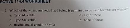 Solved Which of the wiring methods listed below is permitted | Chegg.com