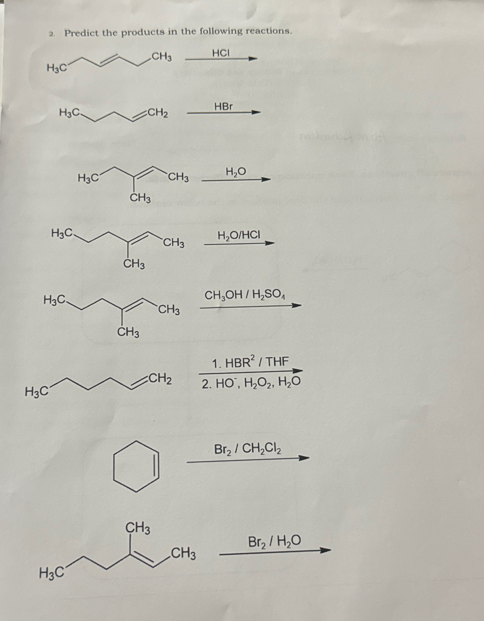 Solved Predict the products in the following reactions. | Chegg.com