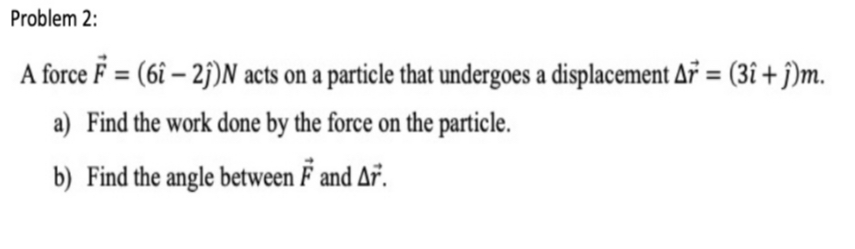 Solved Problem 2:A force vec(F)=(6hat(ı)-2hat(ȷ))N ﻿acts on | Chegg.com