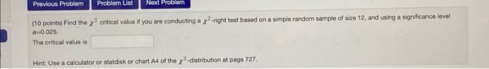 Solved Previous Problem Problem Ust Next Problem (10 points) | Chegg.com