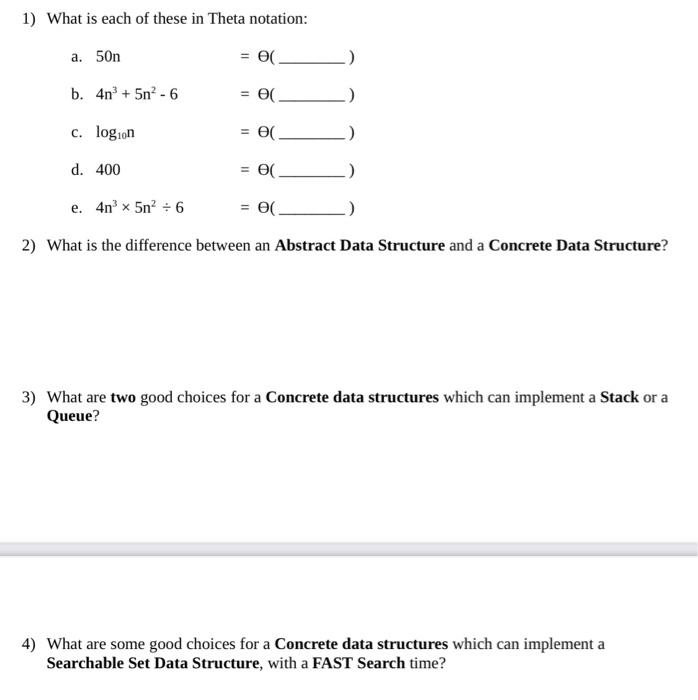 Solved 1) What is each of these in Theta notation: a. | Chegg.com