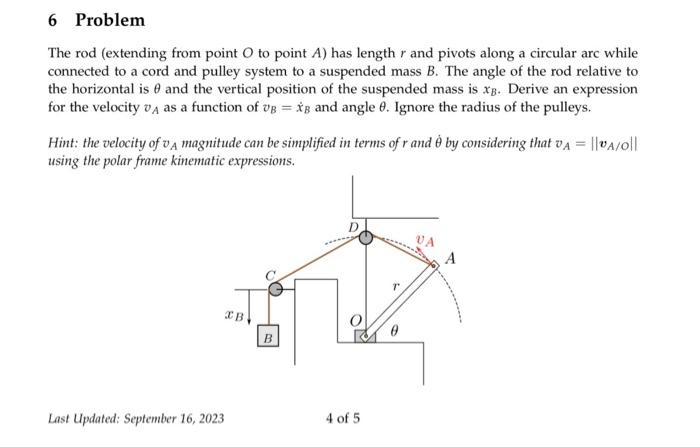 Solved 6 Problem The rod (extending from point O to point A | Chegg.com