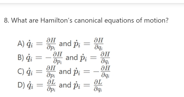 Solved What are Hamilton's canonical equations of | Chegg.com
