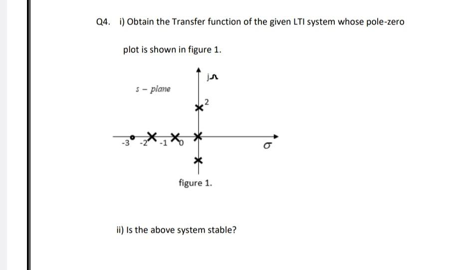 Q4. i) Obtain the Transfer function of the given LTI | Chegg.com