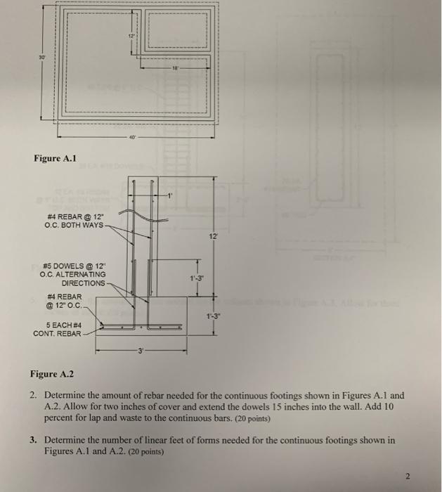Solved 30 Figure A.1 #4 REBAR 12 O.C. BOTH WAYS 12 1-3 #5 | Chegg.com