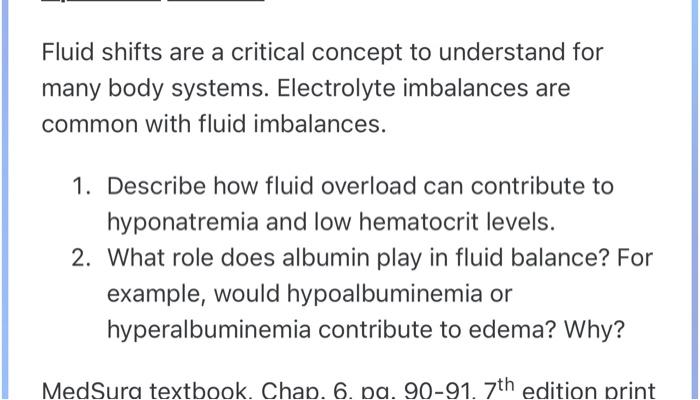 Solved Fluid shifts are a critical concept to understand for | Chegg.com