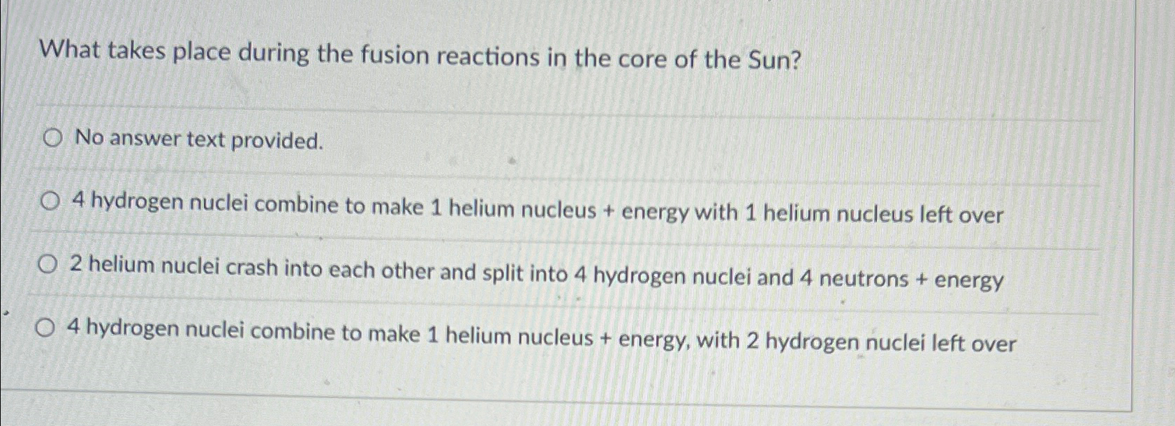 Solved What takes place during the fusion reactions in the | Chegg.com