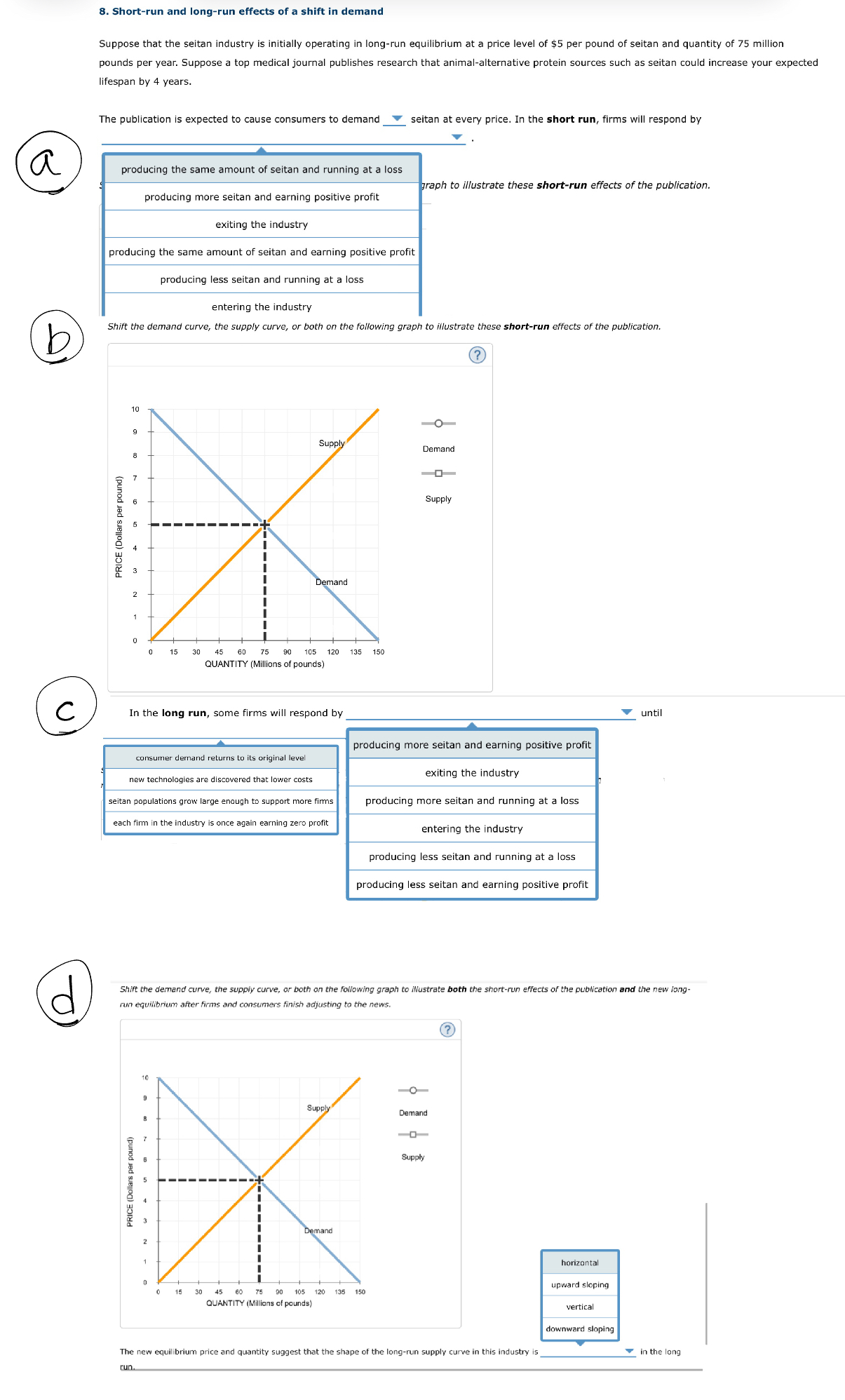 Solved Short-run and long-run effects of a shift in | Chegg.com