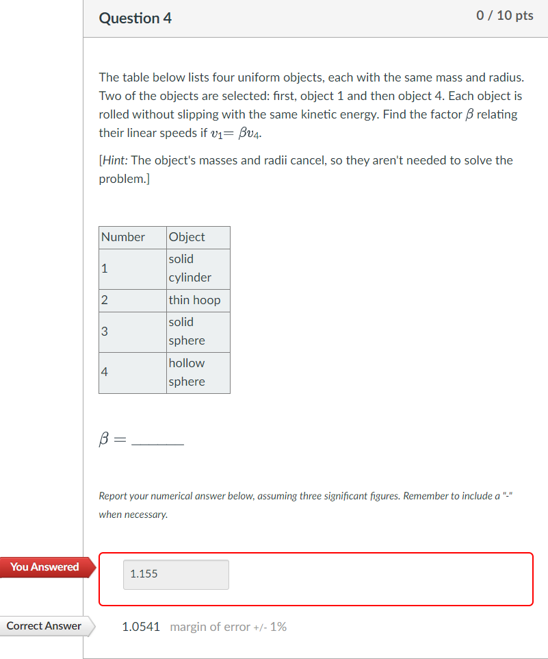 Solved Question 4The table below lists four uniform objects, | Chegg.com