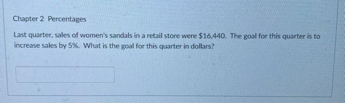 Solved Chapter 2 Percentages Last quarter, sales of women's | Chegg.com