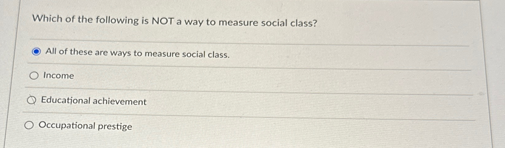 Solved Which of the following is NOT a way to measure social | Chegg.com