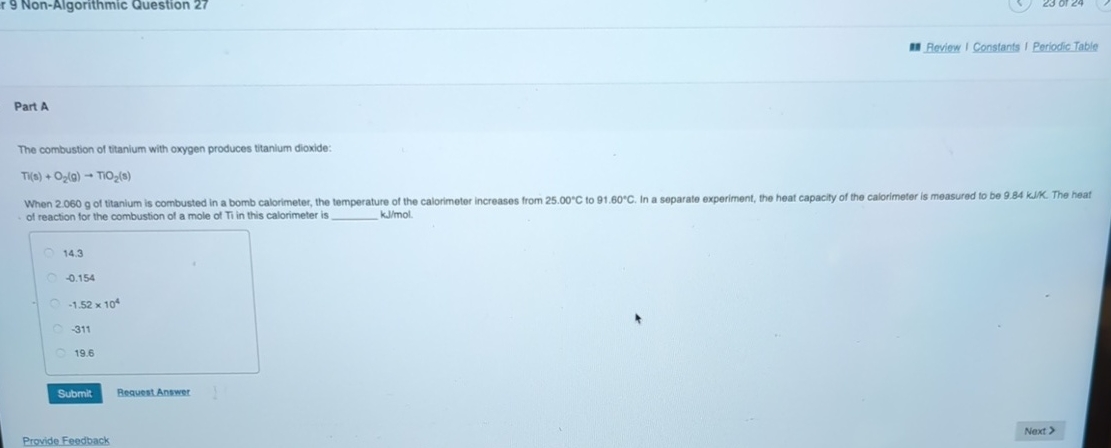 Solved r 9 Non-Algorithmic Question 27 Review I Constants I | Chegg.com