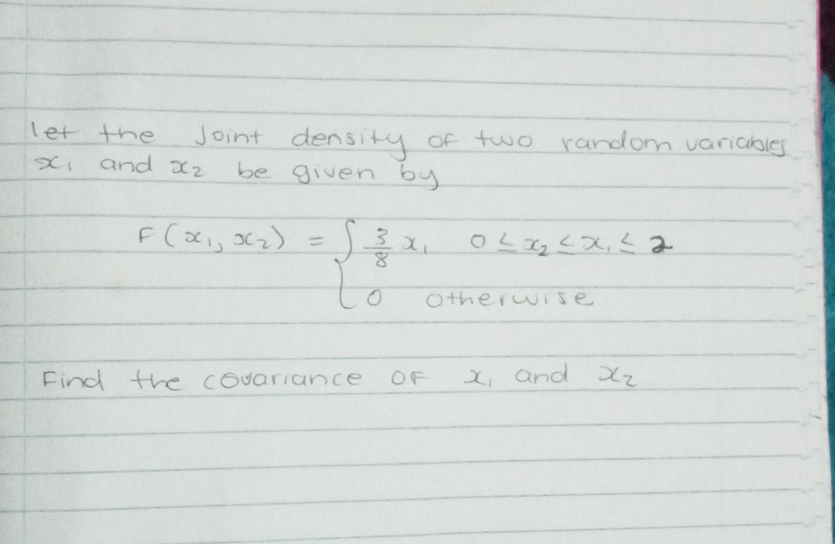 let the Joint density of two random variables x1 and | Chegg.com