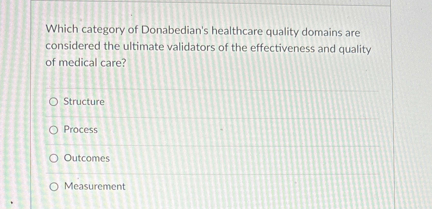Solved Which category of Donabedian's healthcare quality | Chegg.com
